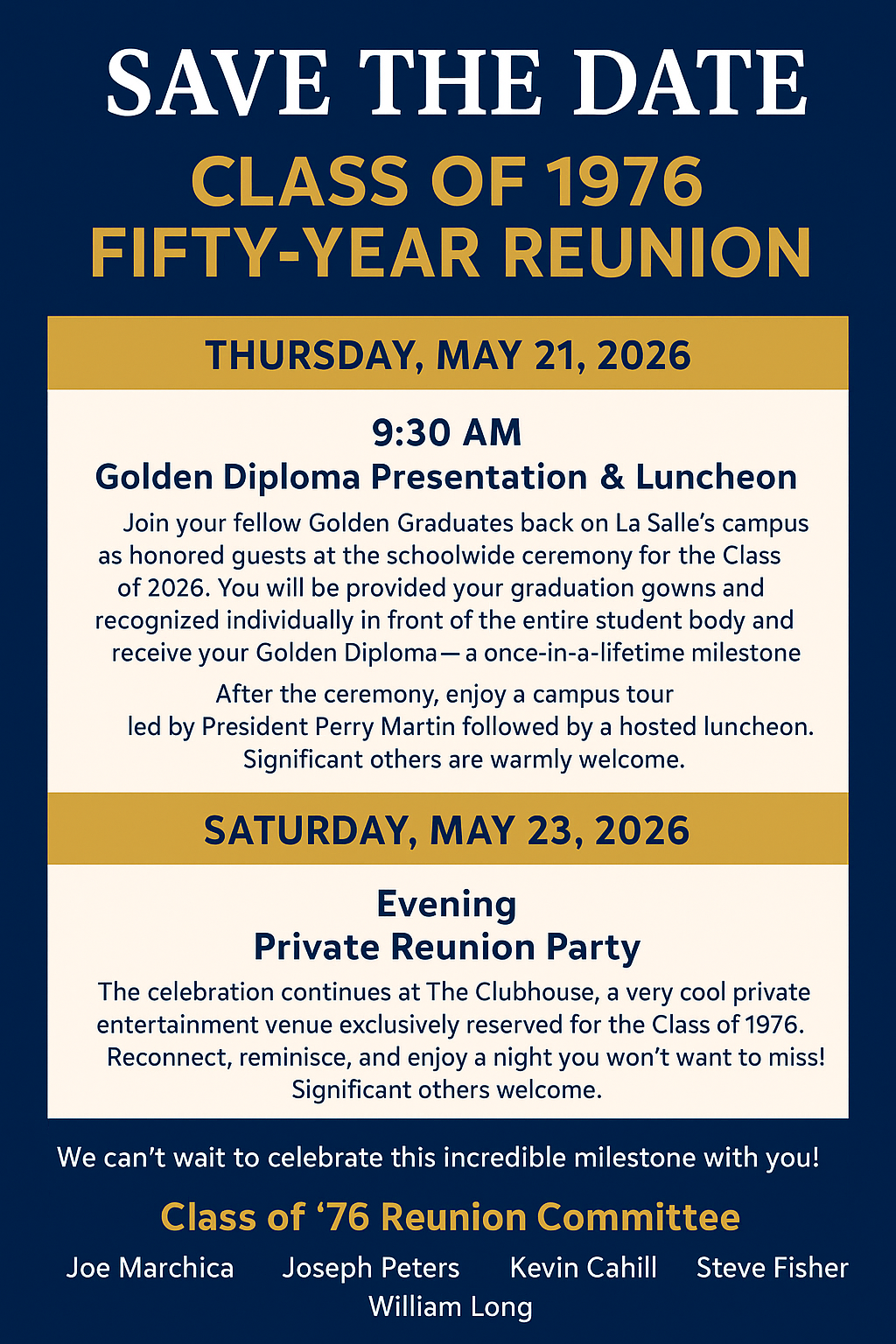 50 Year Reunion - Class of 1976 - La Salle High School - Pasadena
